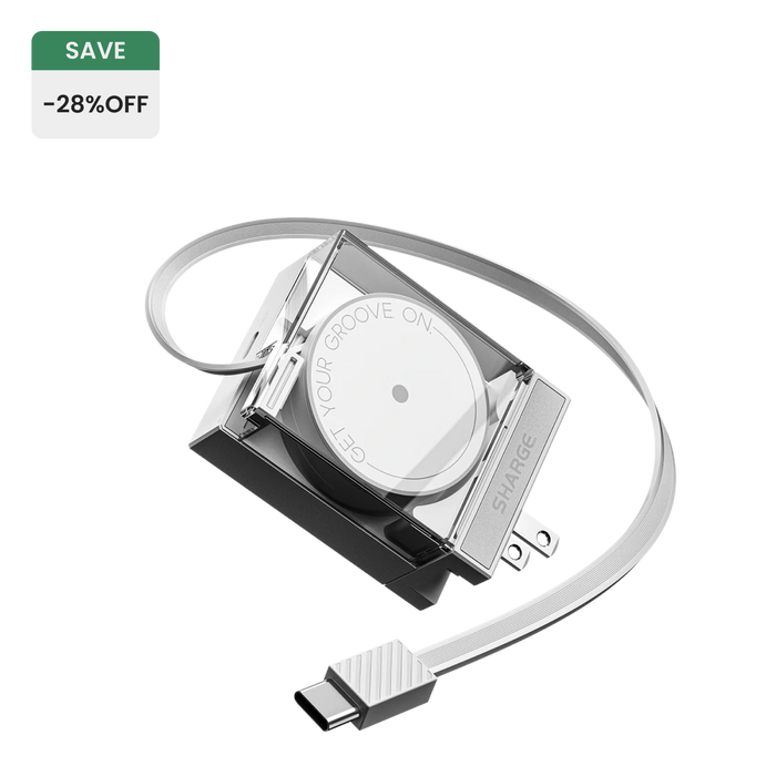 SHARGE Retractable 65 Charger Dual-ports design with built-in USB-C ...