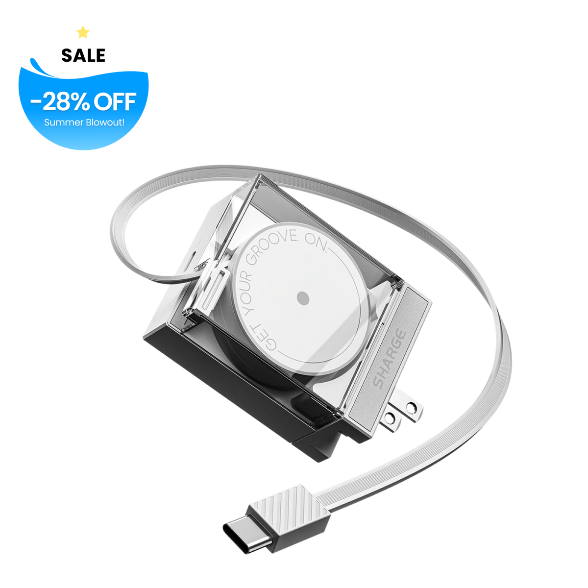 SHARGE Retractable 65 Charger Dual-ports design with built-in USB-C ...