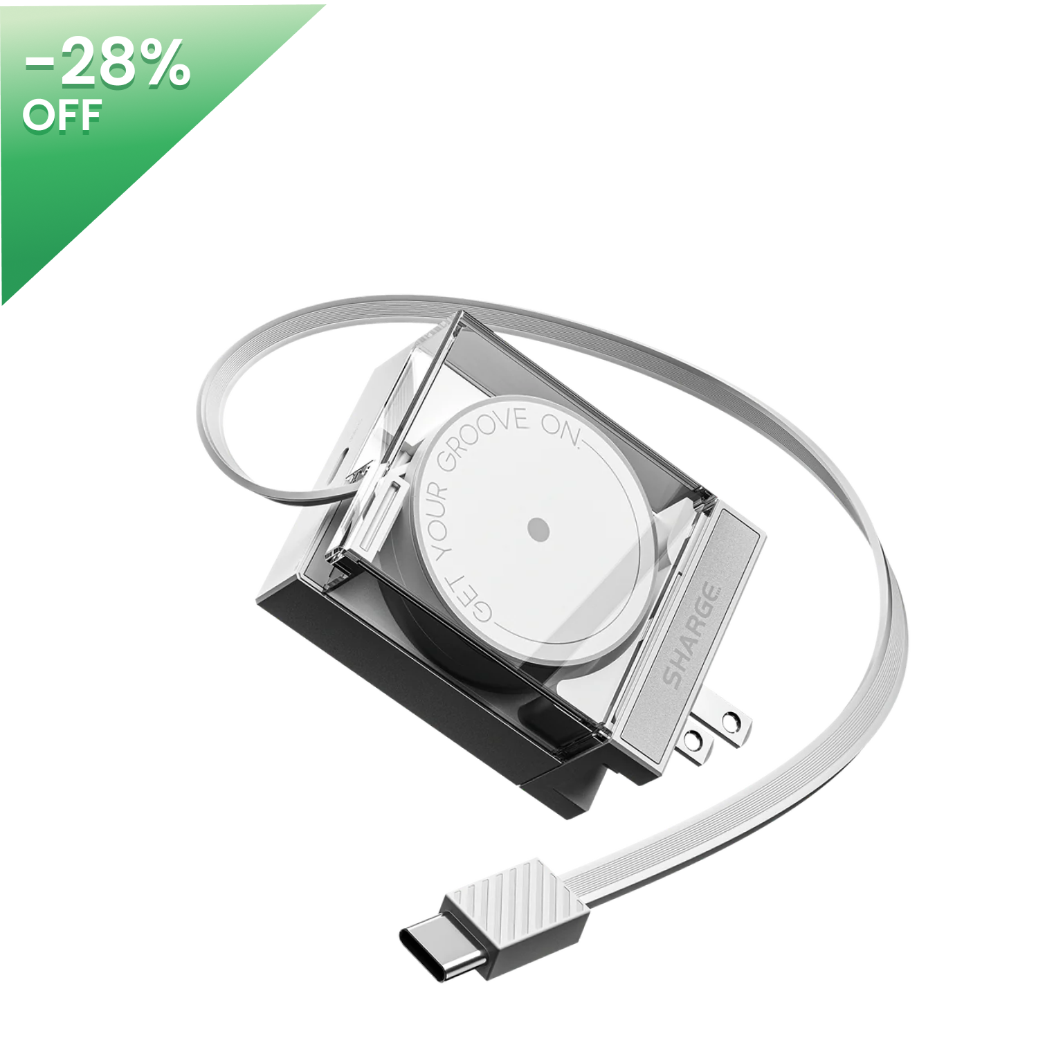 SHARGE Retractable 65 Charger Dual-ports design with built-in USB-C ...