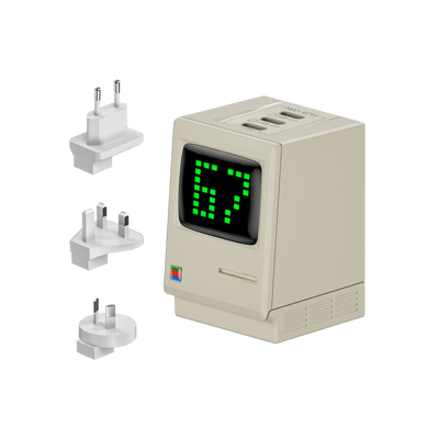 SHARGE Retro 67W Gan Charger 3 Ports USB C With Power Display Multiple ...