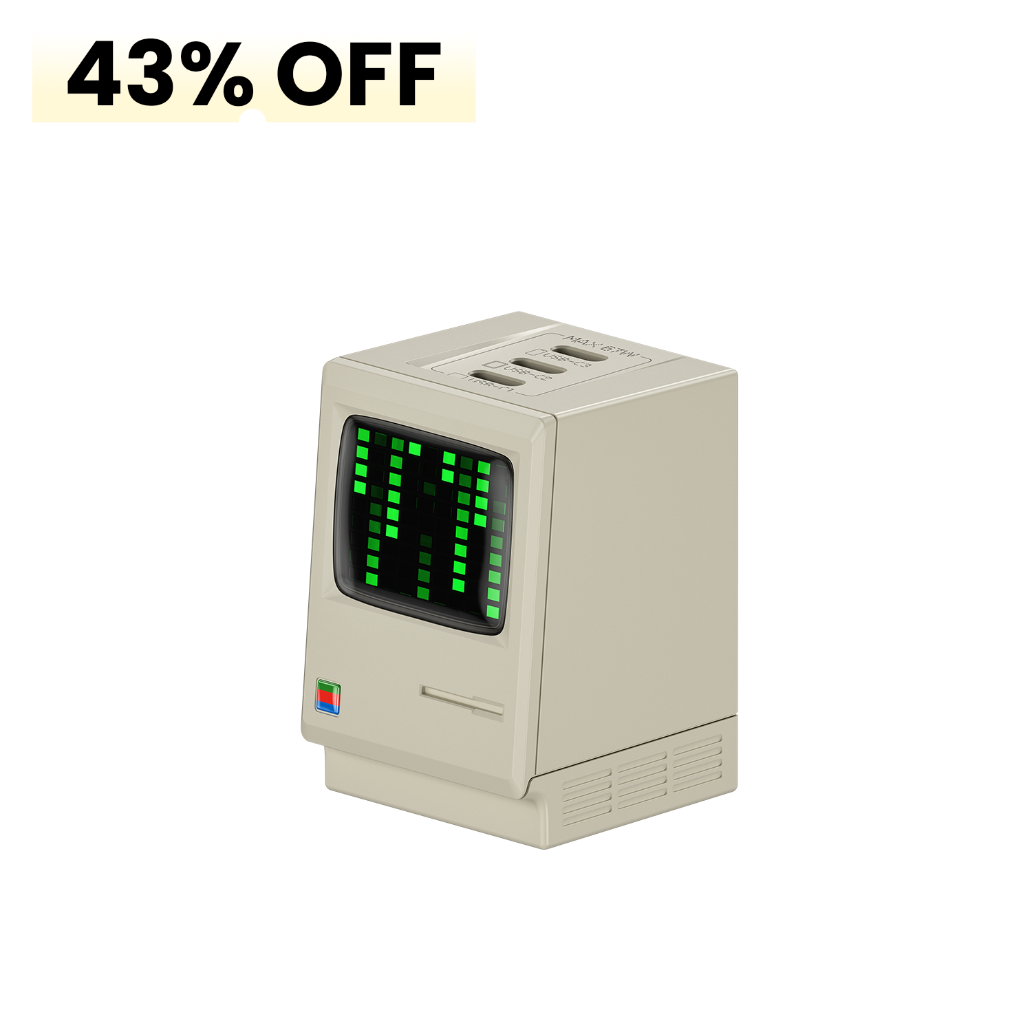 SHARGE Retro 67W Gan Charger 3 Ports USB C With Power Display Multiple ...